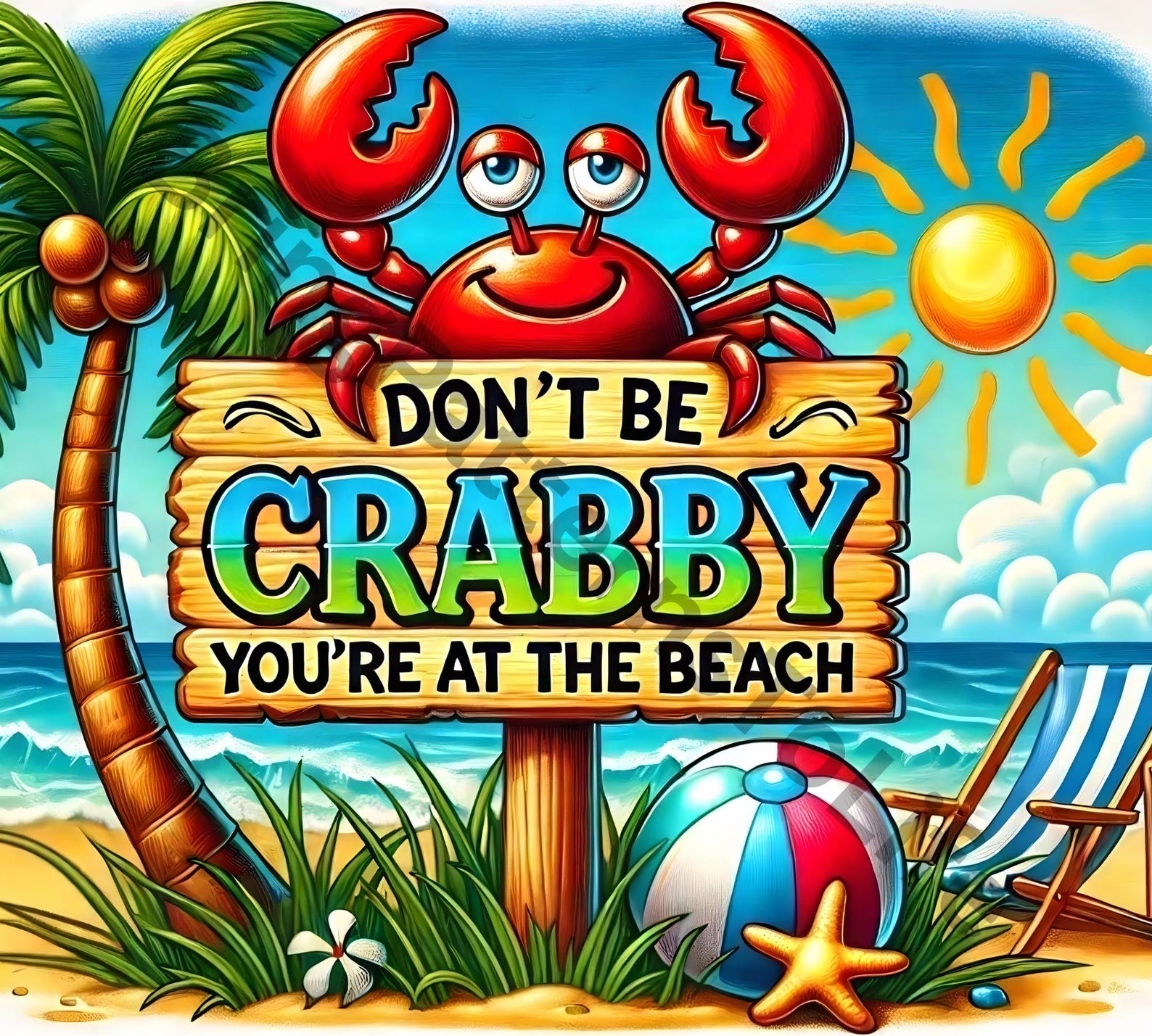 Funny Beach Tumbler Wrap, Dont Be Crabby Png, Beach Crab Snarky Png ...