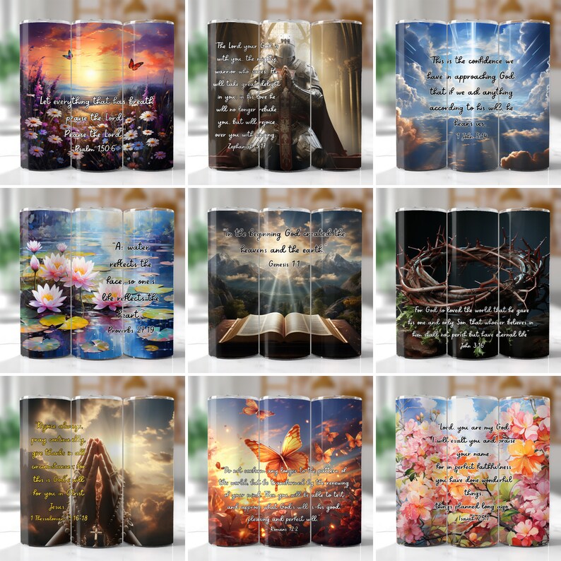 52 Bible Verses Tumbler Wrap Bundle, Bible Quotes, Faith, Jesus, 20oz ...