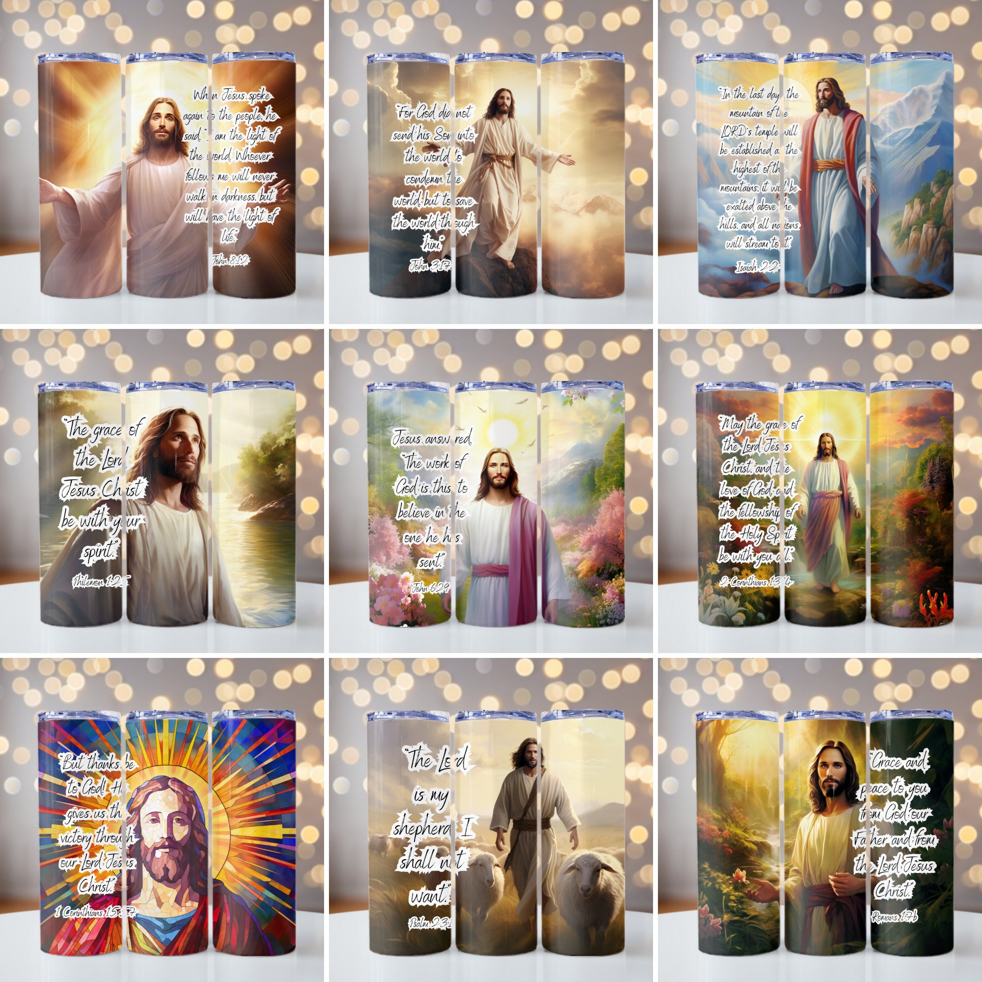 42 Jesus Christ Images With Bible Verses, Tumbler Wrap Bundle, 20oz ...