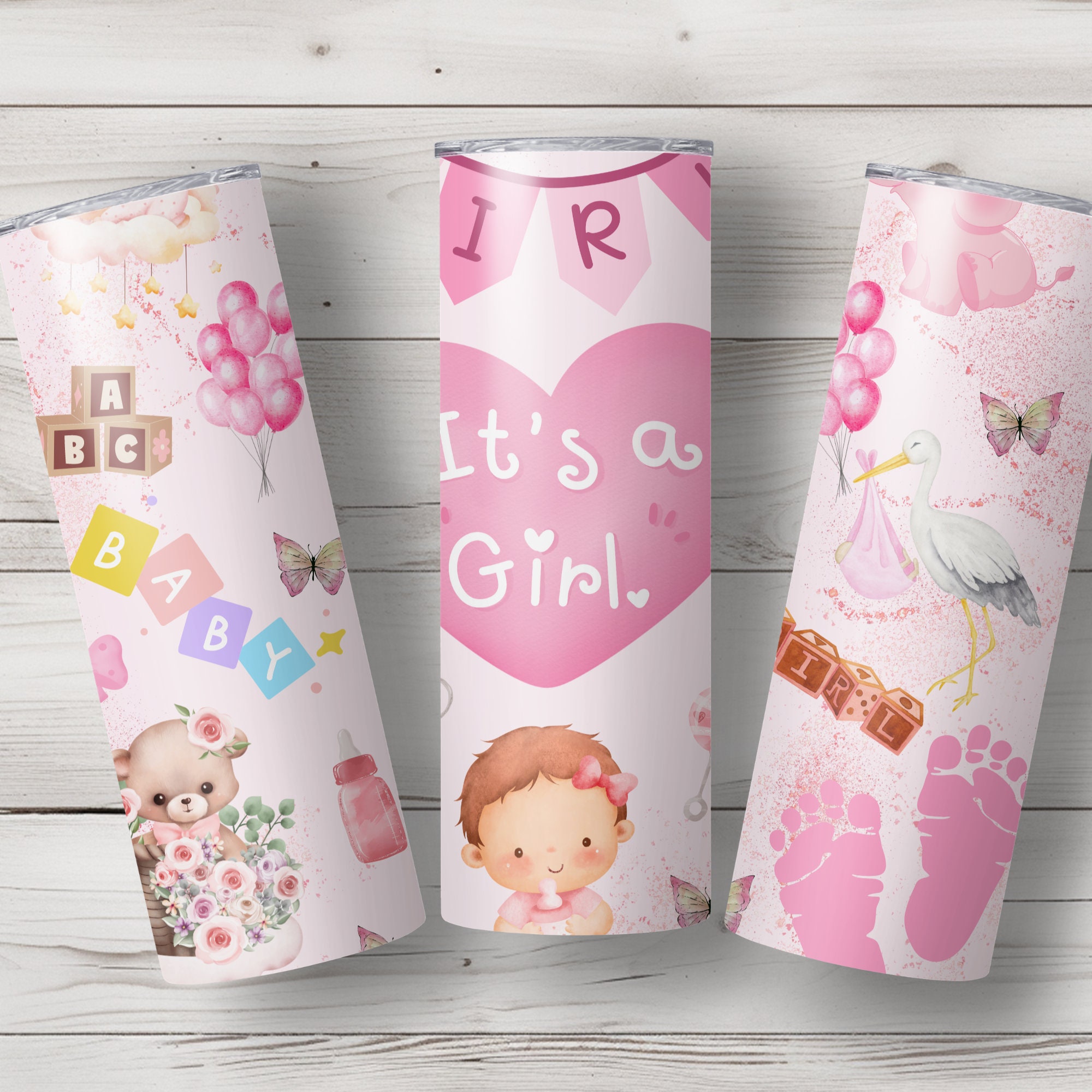New Born Baby Tumbler Wrap, Baby Girl PNG, 20oz Skinny Tumbler Wrap ...