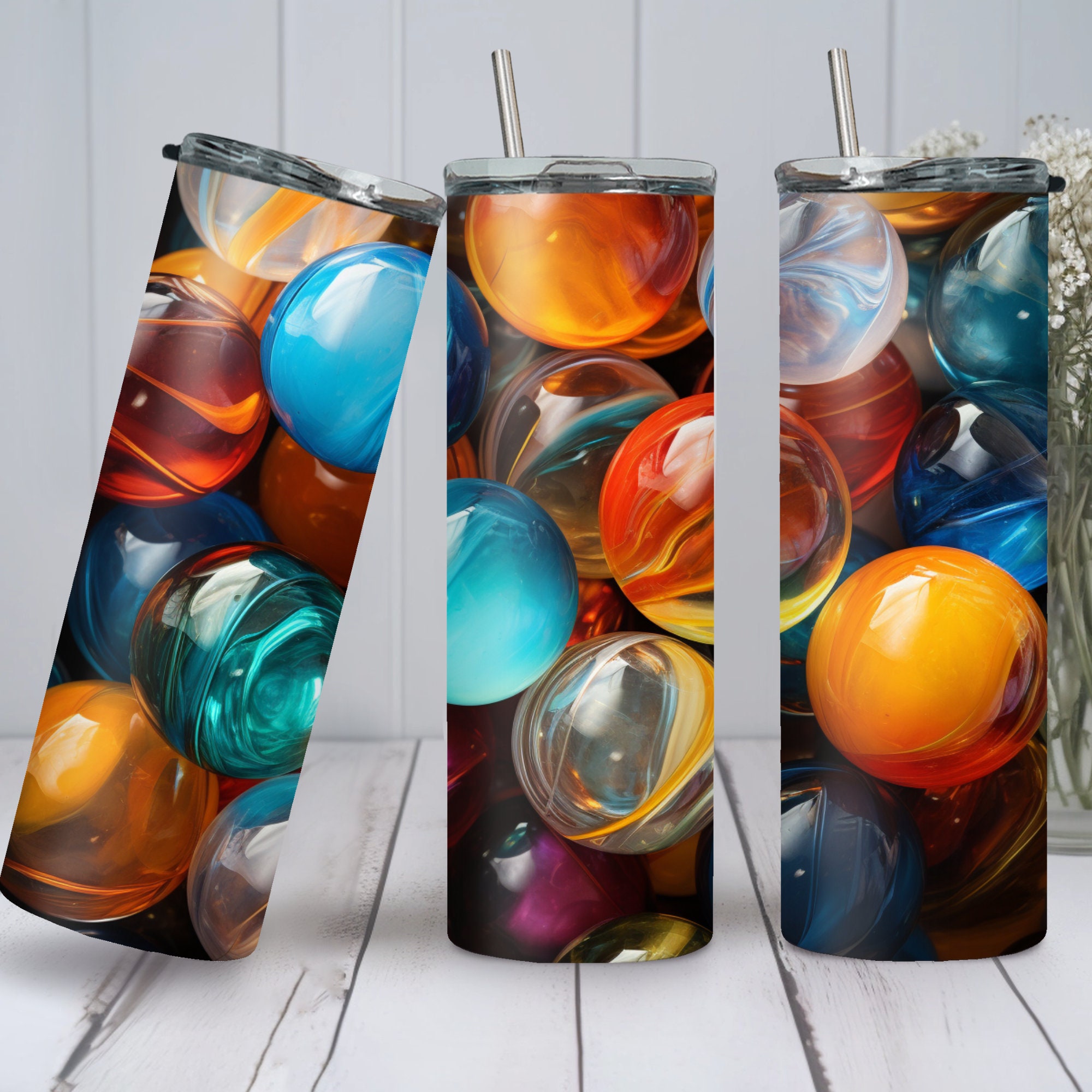 Marbles PNG, Colorful Marbles Full Screen, 20oz Skinny Tumbler Wrap ...