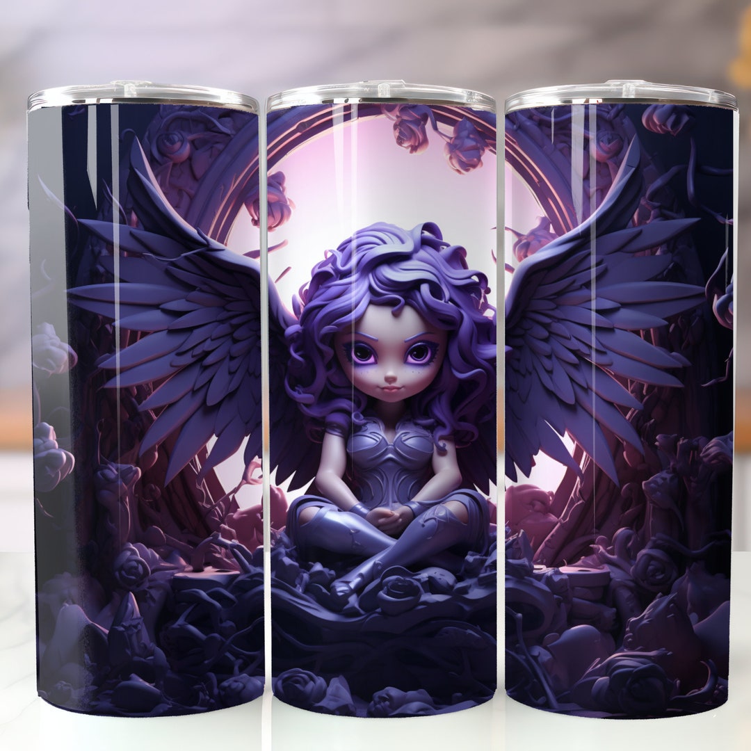 3D Fallen Angel With Mirror Portal Background, 20oz Skinny Tumbler Wrap ...