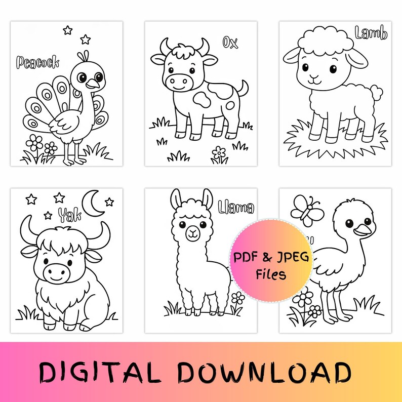 30 Farm Animal Coloring Pages, Printable Coloring Pages, Coloring Pages ...