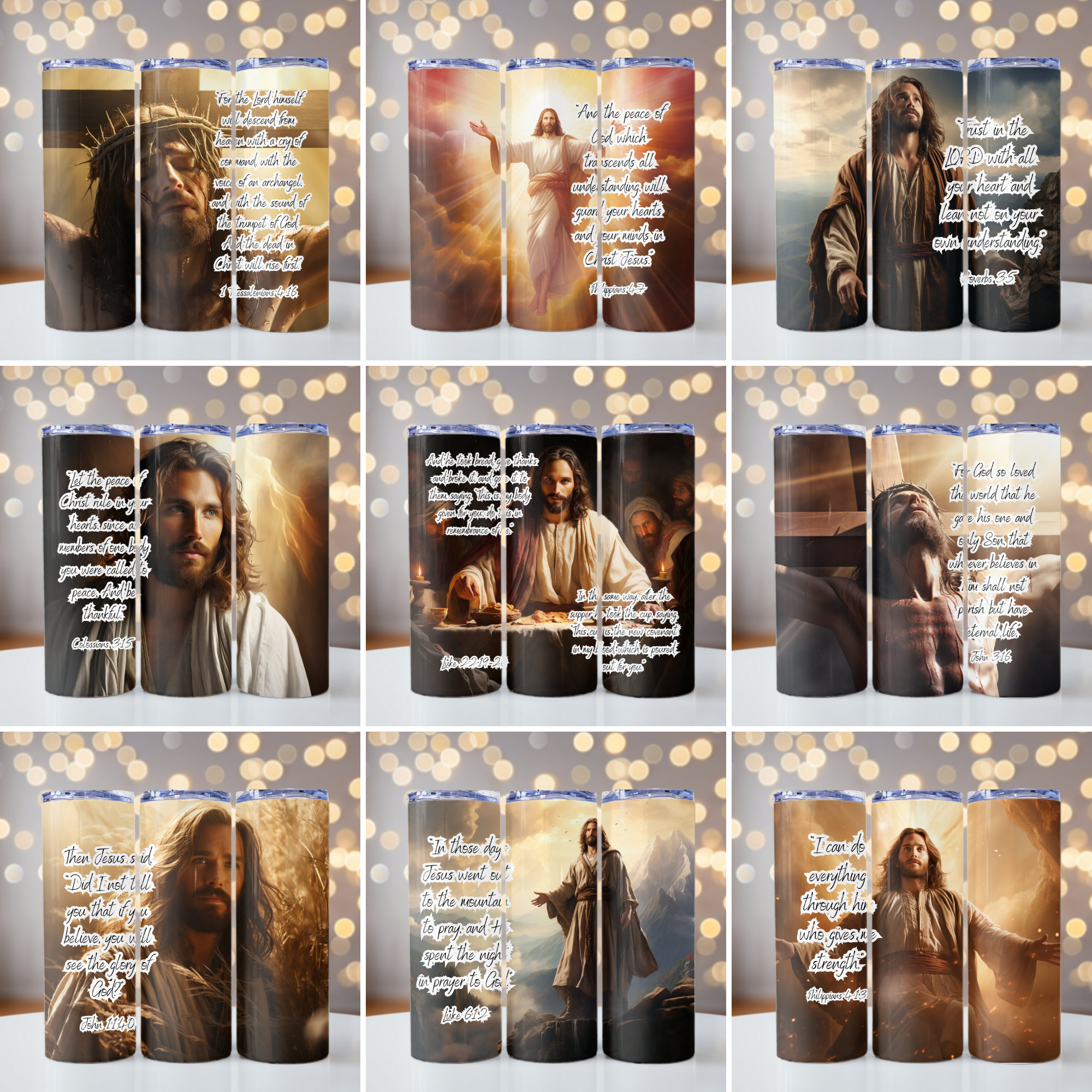 42 Jesus Christ Images With Bible Verses, Tumbler Wrap Bundle, 20oz ...