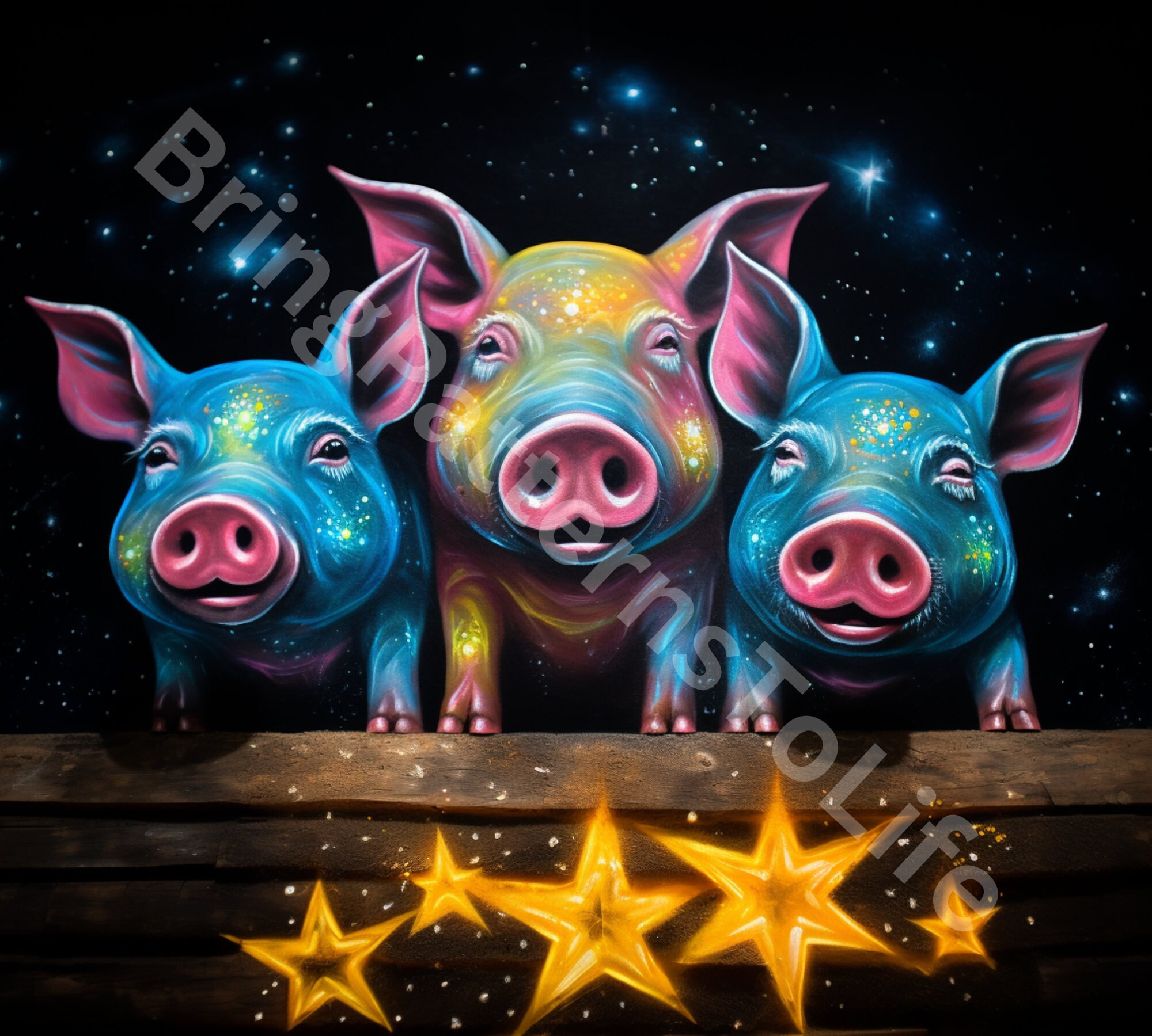 Pigs in the Stars, Colorful Pigs PNG, Chalk Art Pigs, 20oz Skinny ...