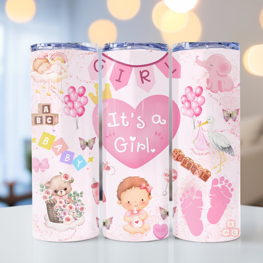 New Born Baby Tumbler Wrap, Baby Girl PNG, 20oz Skinny Tumbler Wrap ...