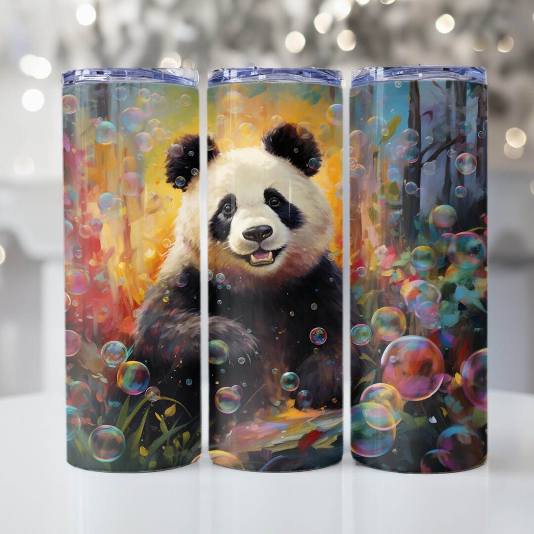 Panda Bear Tumbler Wrap, Panda and Jungle PNG, 20oz Skinny Tumbler Wrap ...