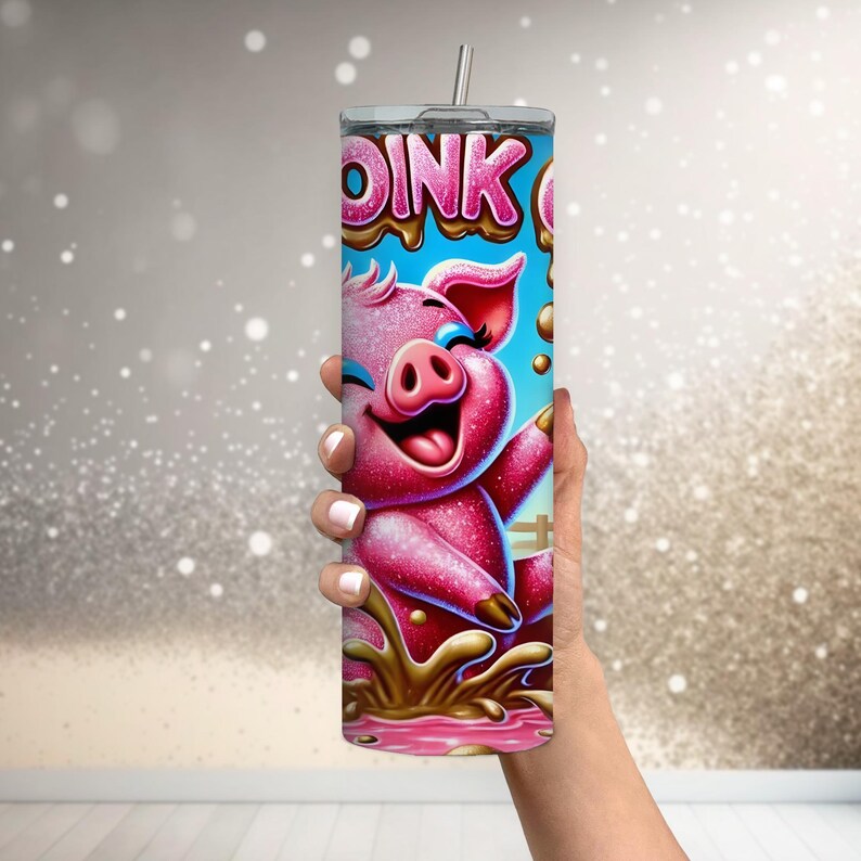 Glitter Pink Pig PNG, Cute Pig Tumble Wrap, Pig in the Mud PNG, Pig Png ...