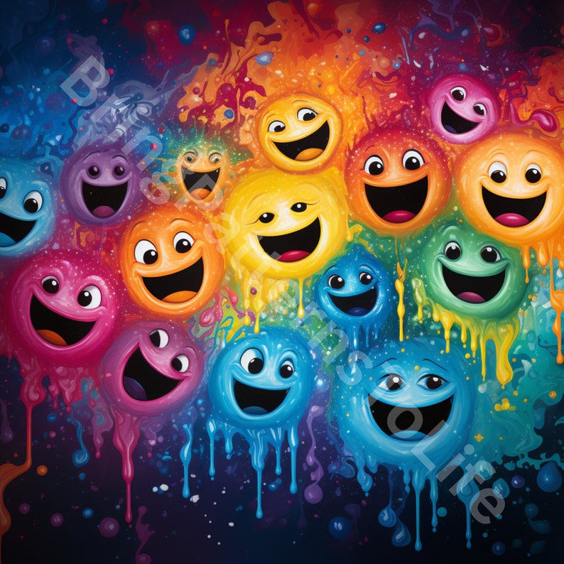 Colorful Smiley Faces, Color Splash Smiley Faces, 20oz Skinny Tumbler ...