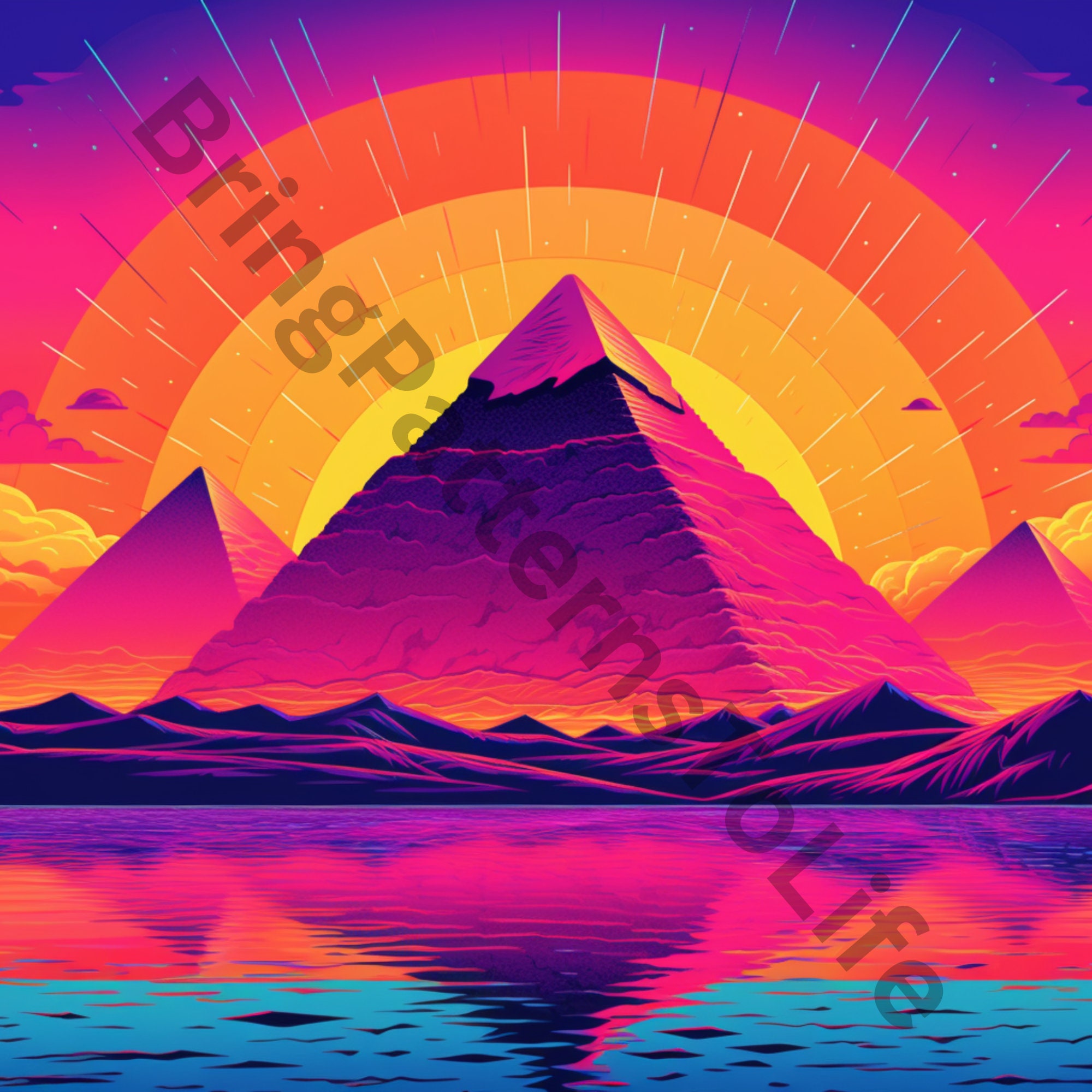 Pyramids in the Desert, Retro Neon Pyramids, 20oz Skinny Tumbler Wrap ...