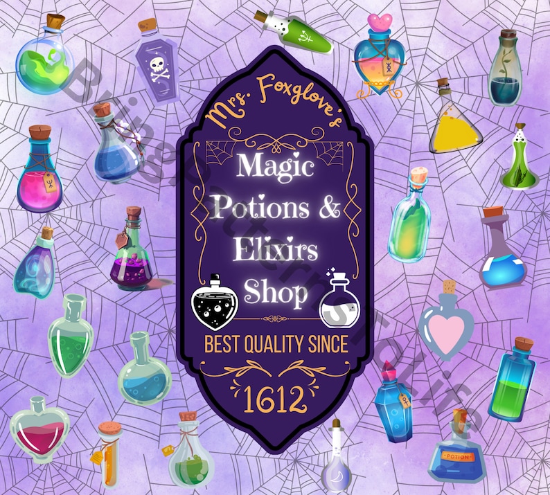 Magic Potion and Elixers Shop, Witch & Wizards, Magic Potions PNG, 20oz ...