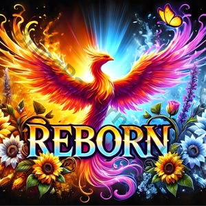 Reborn Phoenix PNG, Positive Affirmations PNG, Reborn Tumbler Wrap ...