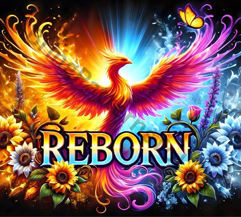Reborn Phoenix PNG, Positive Affirmations PNG, Reborn Tumbler Wrap ...