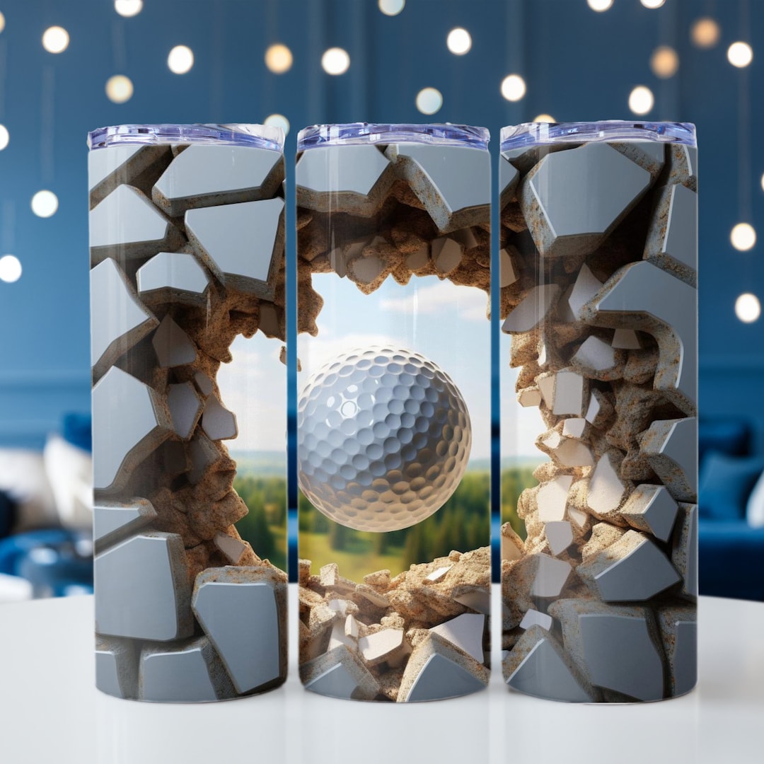 3D Golf Ball Hole in a Wall, Golf Ball Smashing Through a Wall , 20oz ...