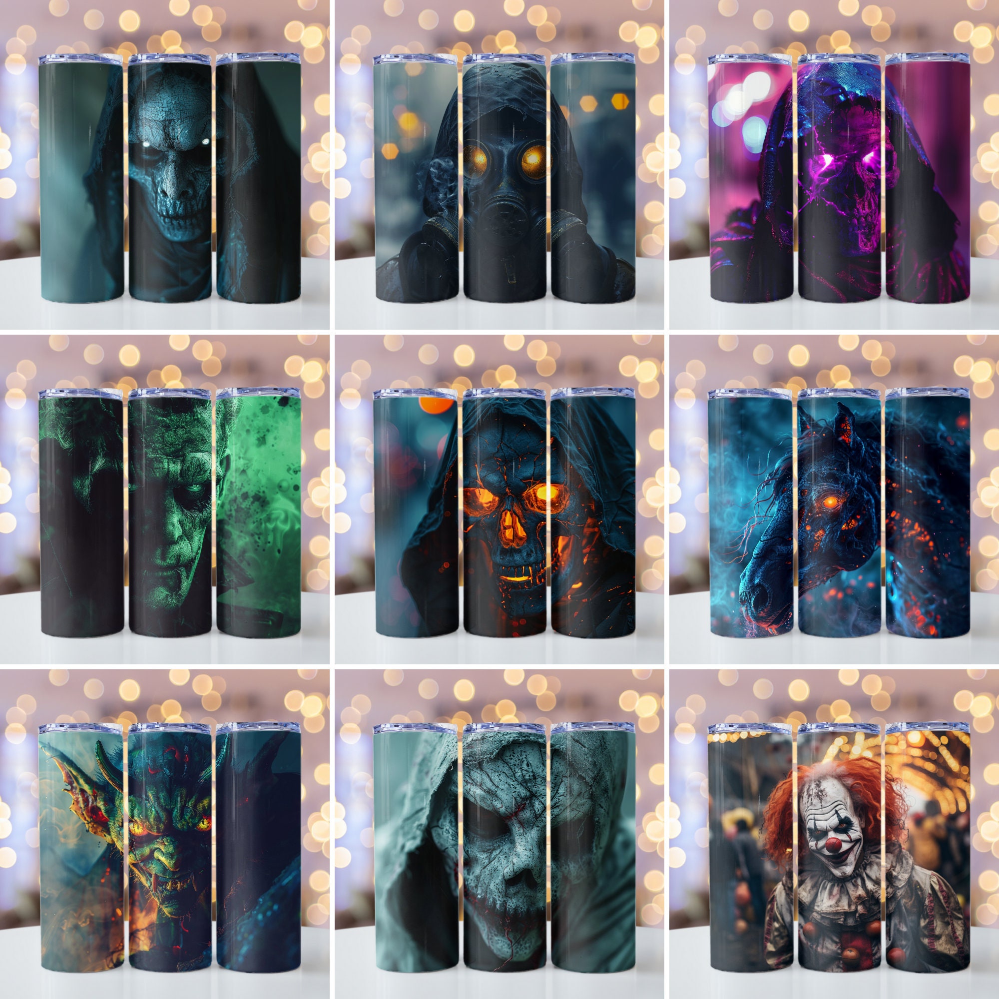 52 Horror Designs Tumbler Wrap Bundle, 20oz Skinny Tumbler Wrap, Scary ...