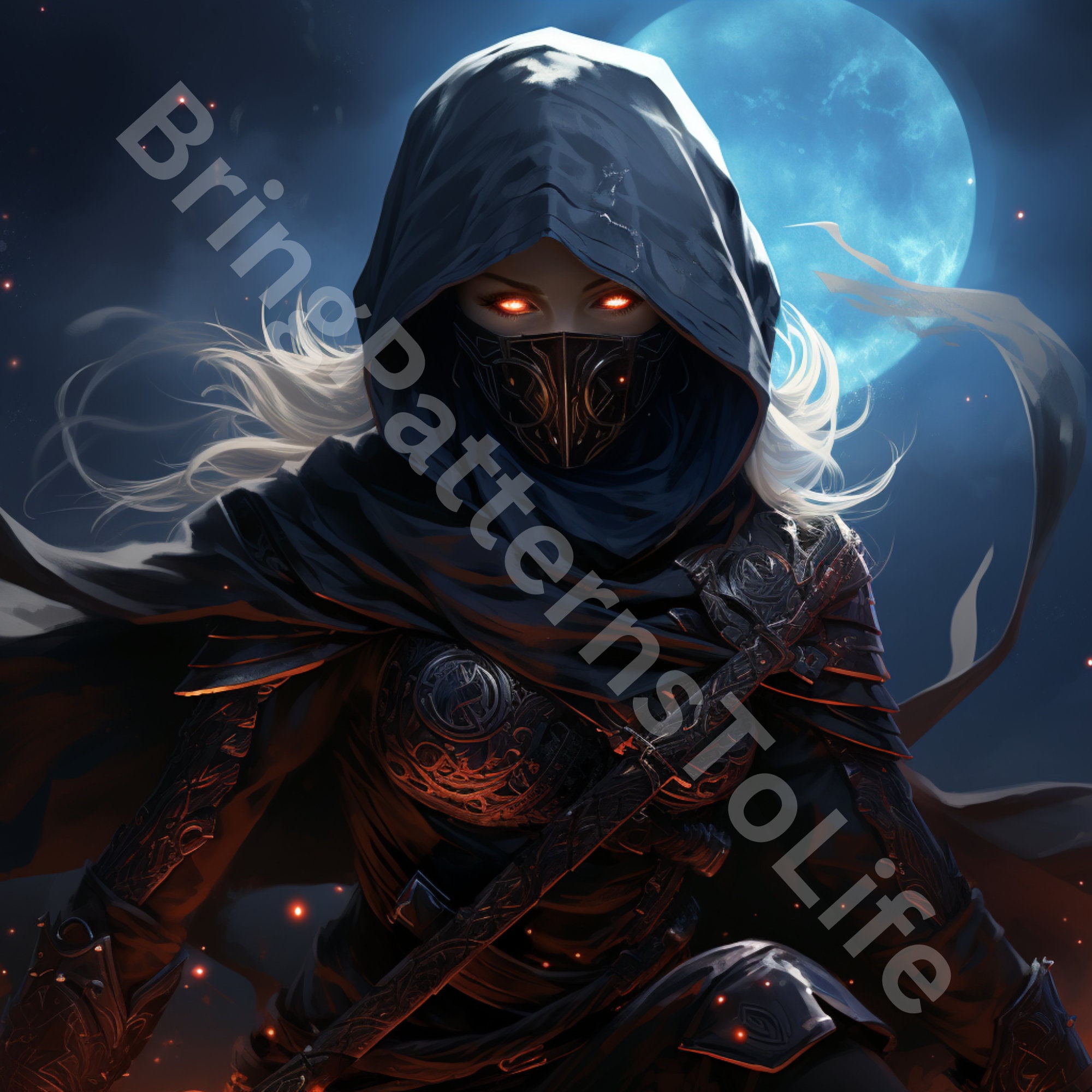 Anime Female Ninja, Supernatural Ninja With Full Moon, 20oz Skinny ...