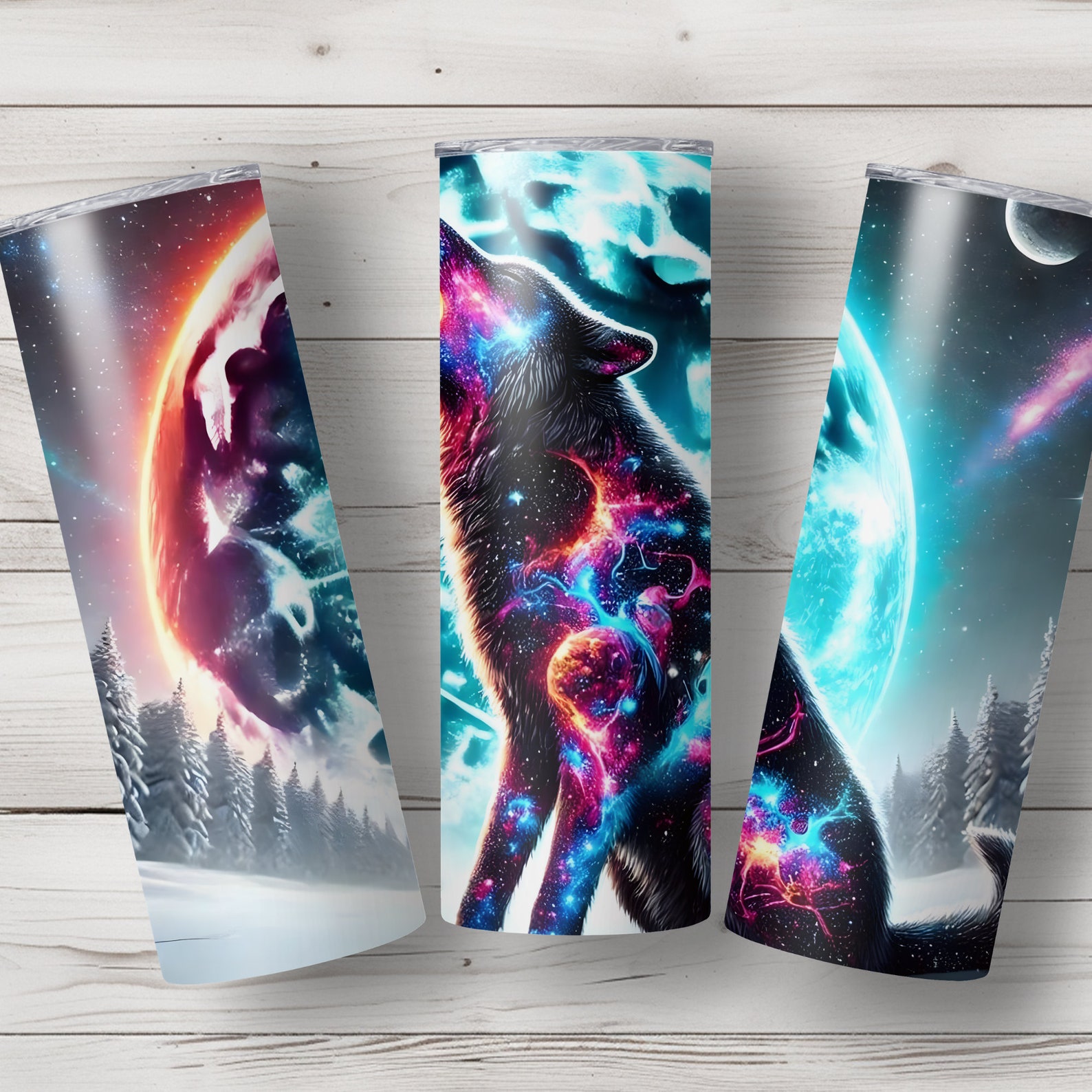 Galaxy Wolf PNG, Cosmic Wolf Tumbler Wrap, Celestial Wolf Png, Wolf ...