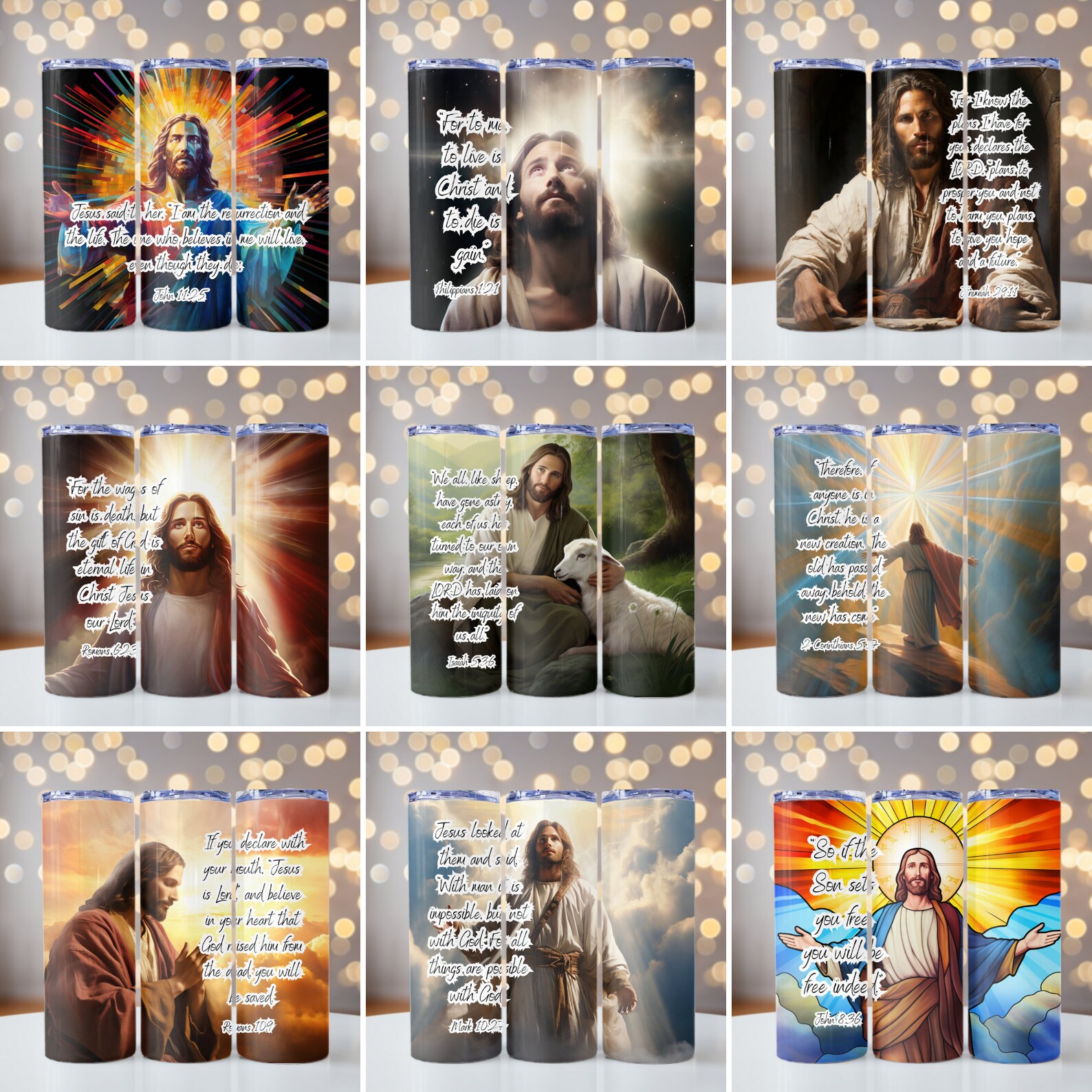 42 Jesus Christ Images With Bible Verses, Tumbler Wrap Bundle, 20oz ...