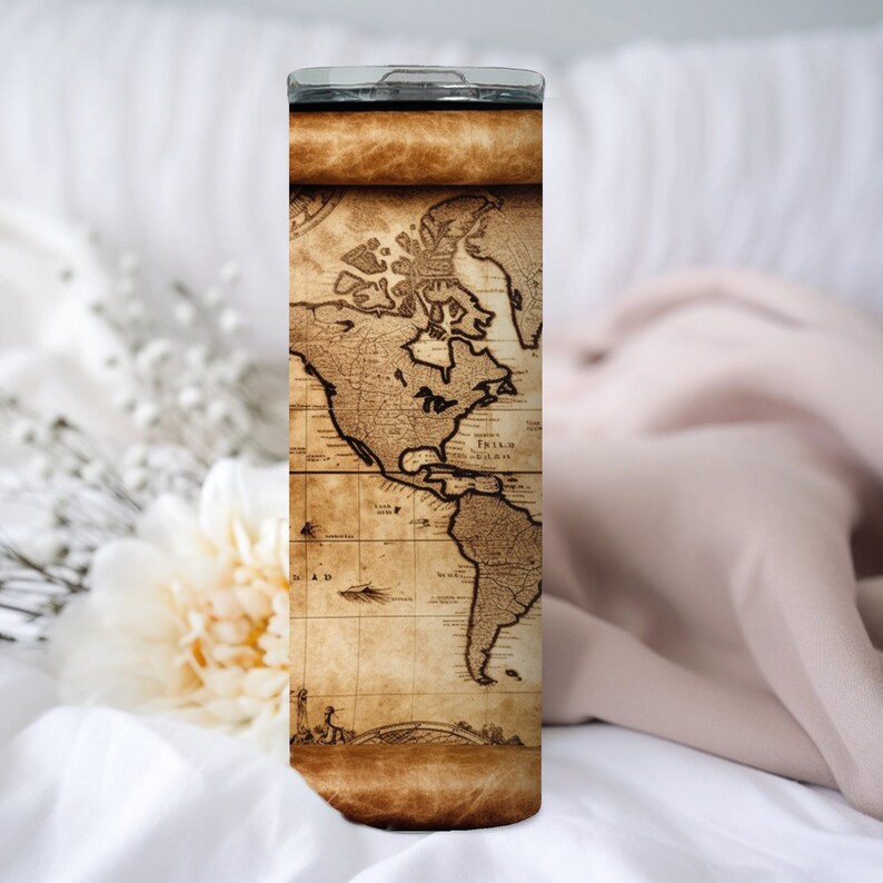 Old Scroll World Map, Old Map PNG, Old Map Sublimation, 20oz Skinny ...