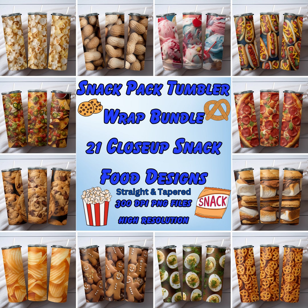 Snack Pack Bundle, 21 Snack Foods Tumbler Wrap Bundle, 20oz Skinny ...