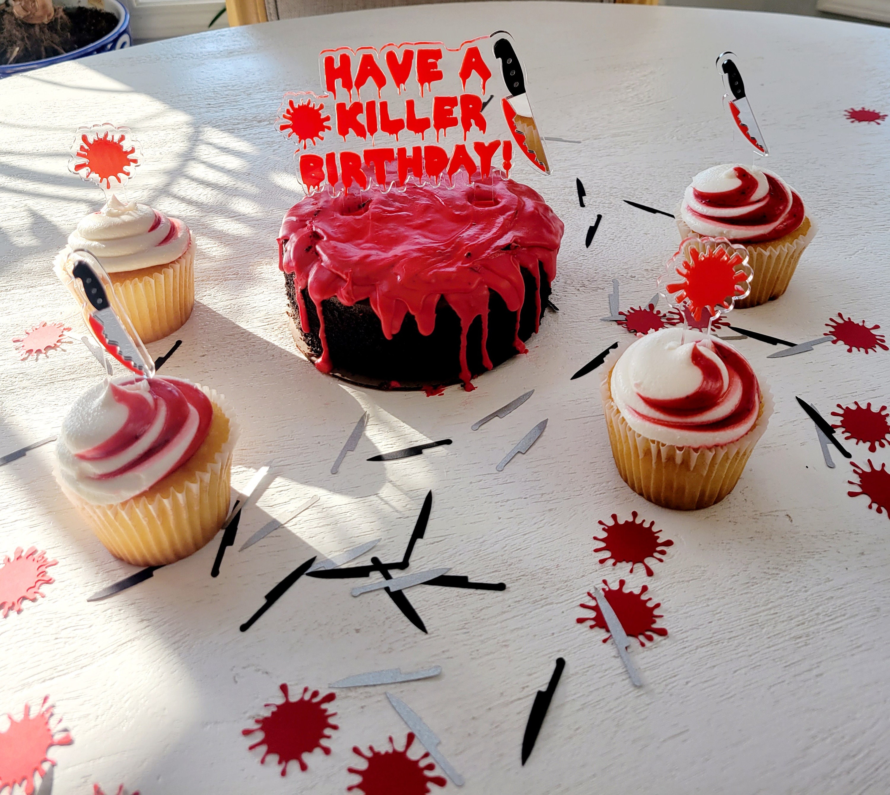 Have a Killer Birthday Party Cup Cake Toppers, Murder Mystery Party ...
