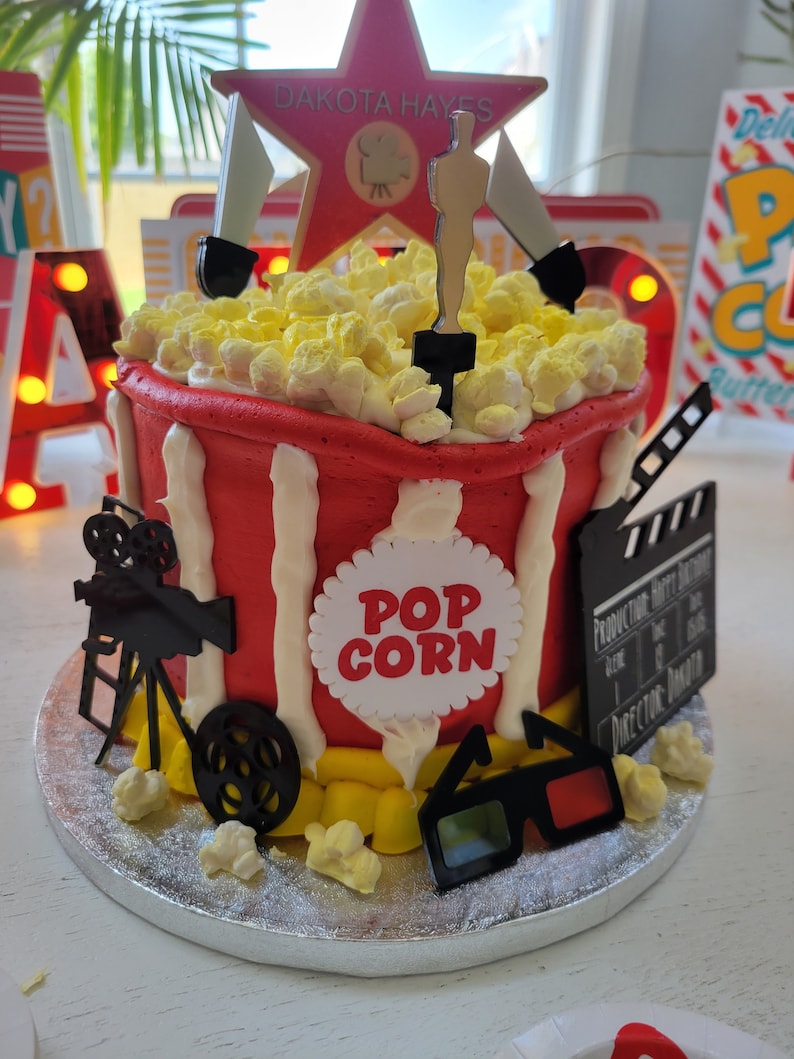 Movie Themed Cake Decorations, Film Reel Cake Decoration, Hollywood ...