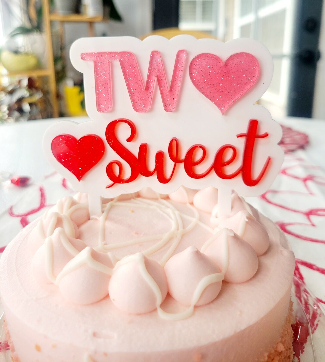 Two Sweet Cake Decoration, Second Birthday Party Cake Decoration ...