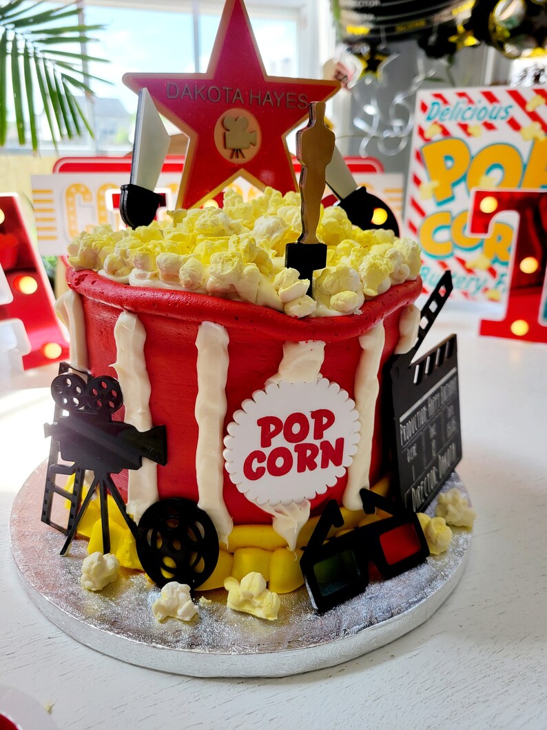 Movie Themed Cake Decorations, Film Reel Cake Decoration, Hollywood ...