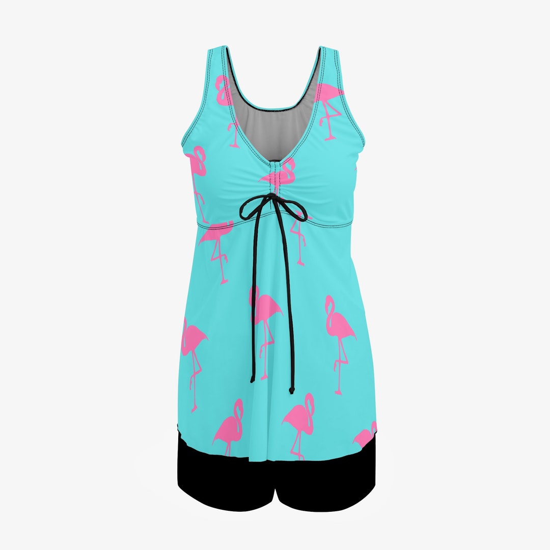 Pink Flamingo Tummy Cover-up Tankini Swimsuit - Etsy