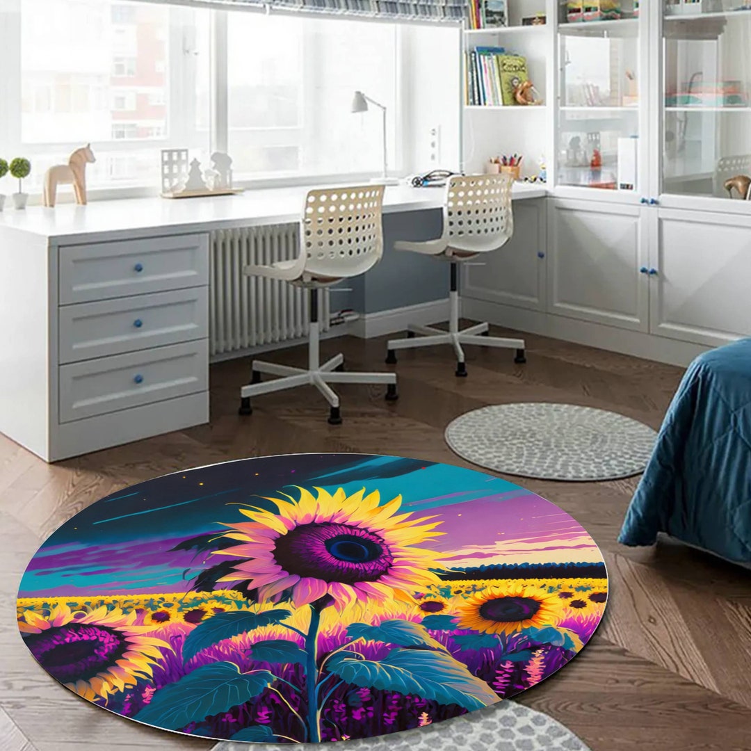 Sunflower Sunset Round Carpet - Etsy