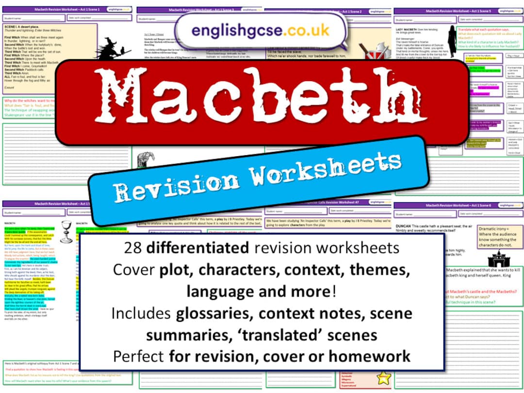 Macbeth Revision Worksheets - Etsy