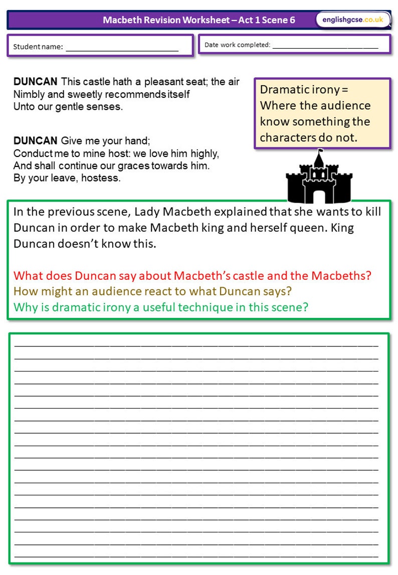 Macbeth Revision Worksheets - Etsy