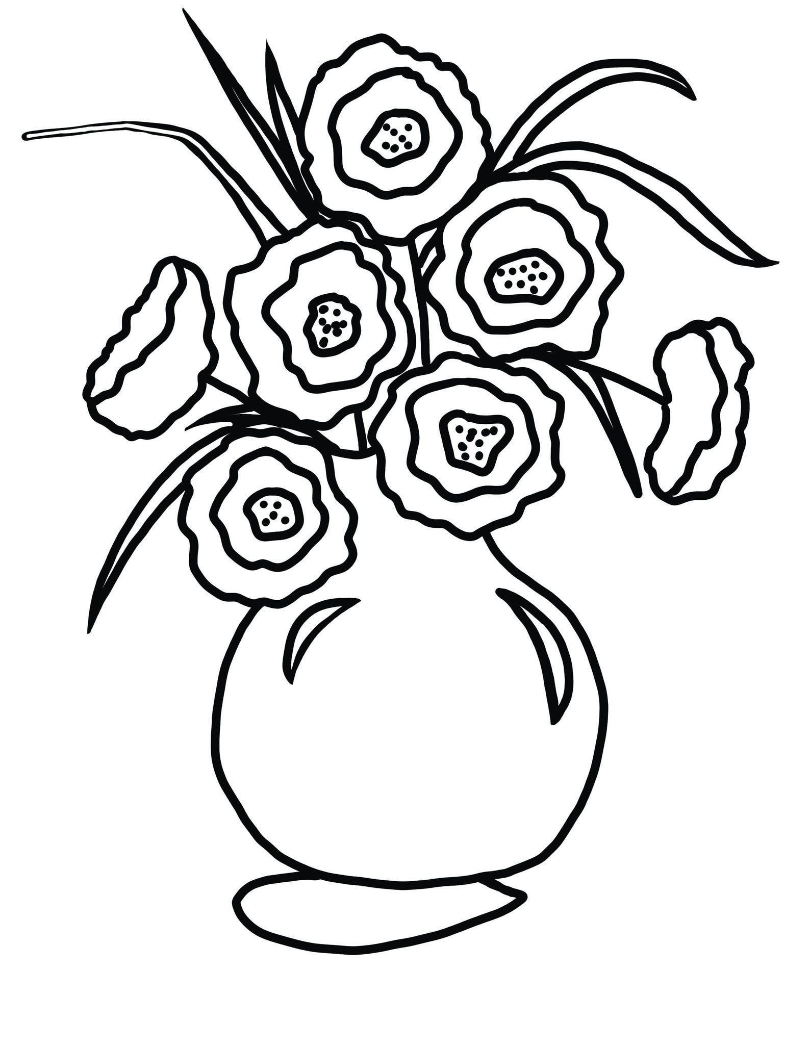 Printable Flowers and Vase Coloring Page, Instant Download, Digital ...
