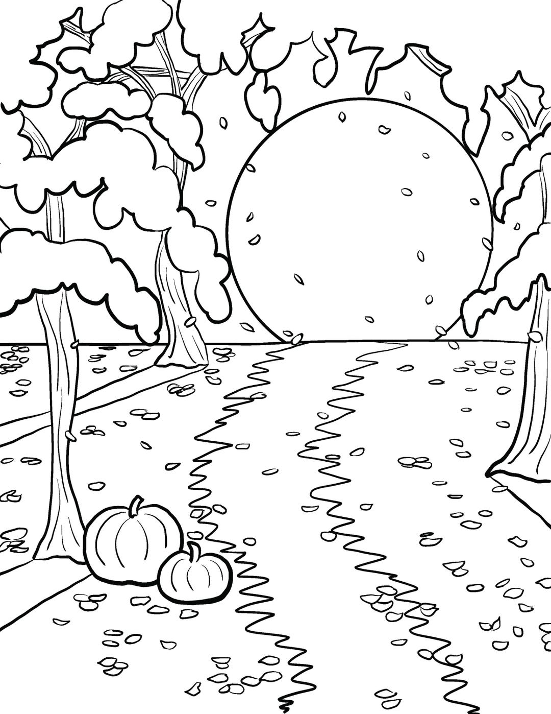 Printable Path in the Fall Coloring Page, Instant Download, Digital ...