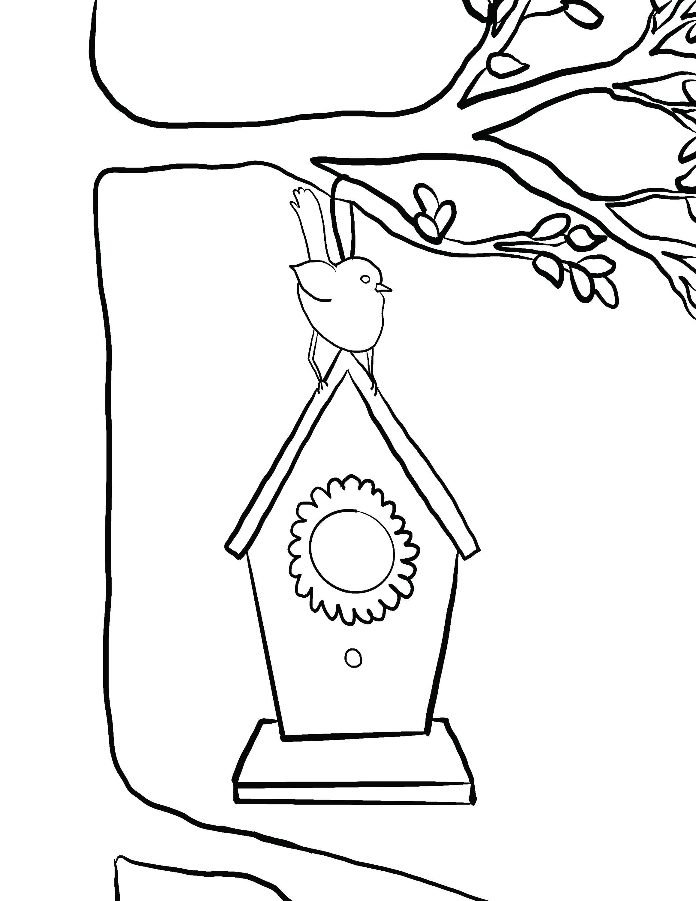 Printable Bird on A House Coloring Page, Instant Download, Digital ...
