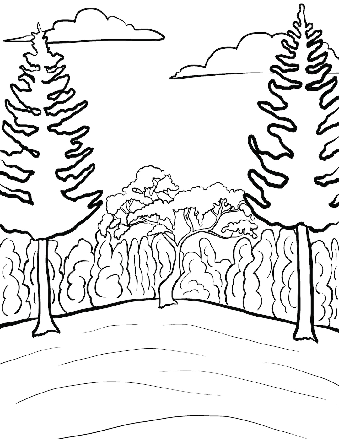 Printable Cherry Blossom Tree Coloring Page, Instant Download, Digital ...