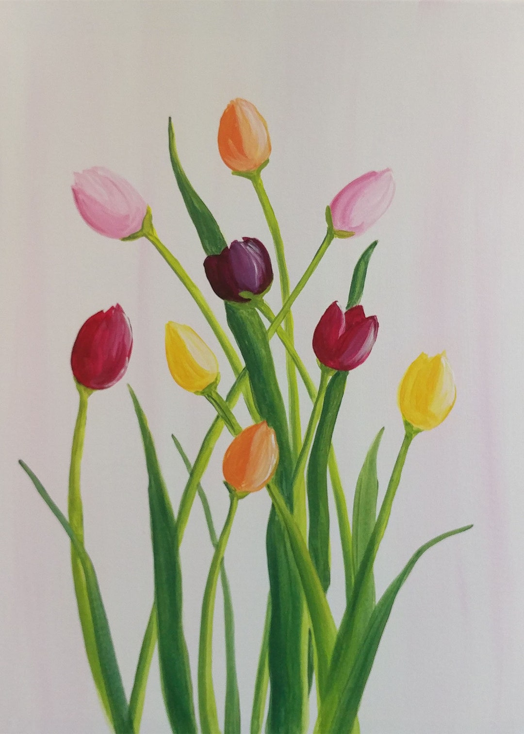 Tulips 5 X 7 Digital Download, Artwork, Painting, Wall Hanging ...