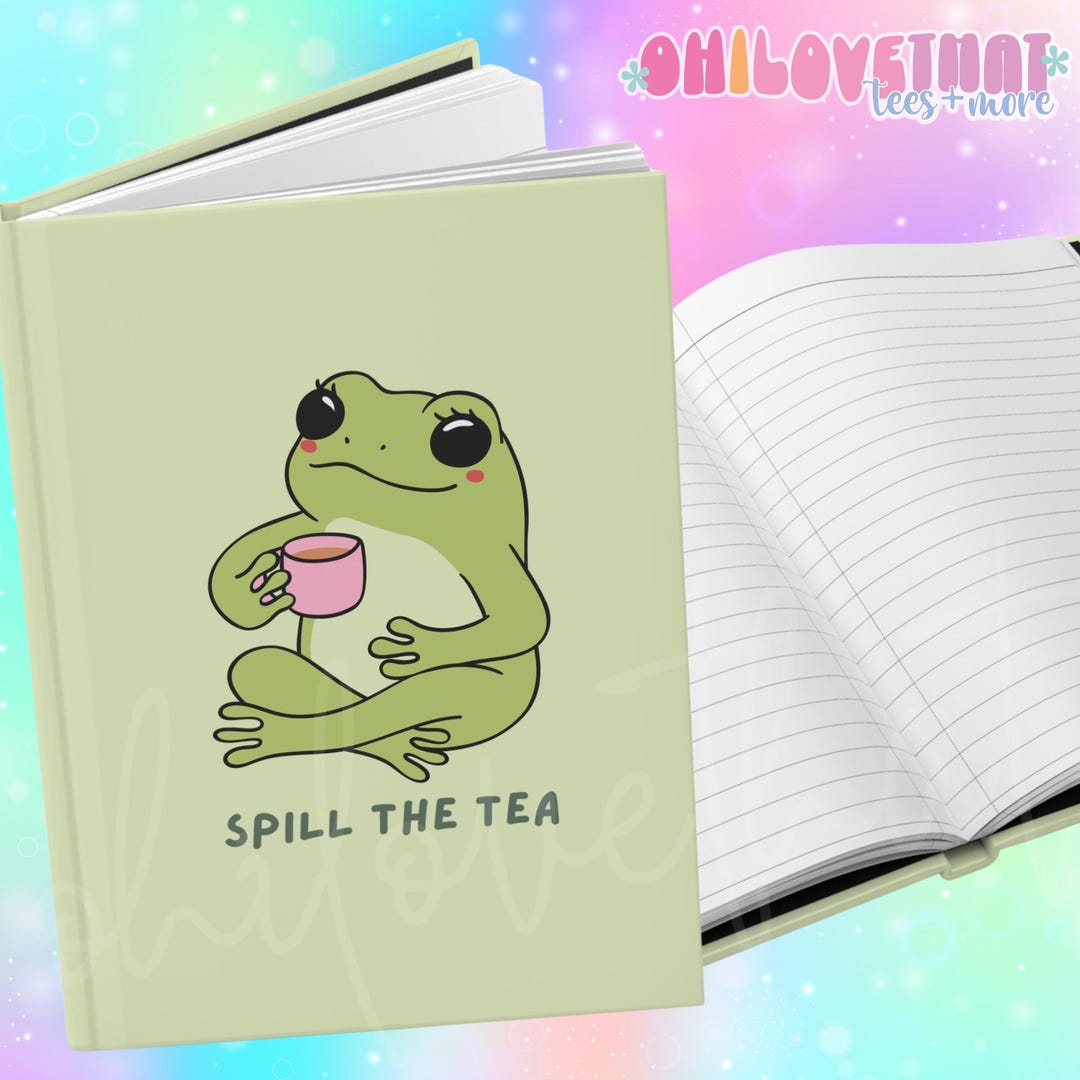 Cute Frog Journal Spill the Tea Diary Therapy Notes Self Care Notebook ...