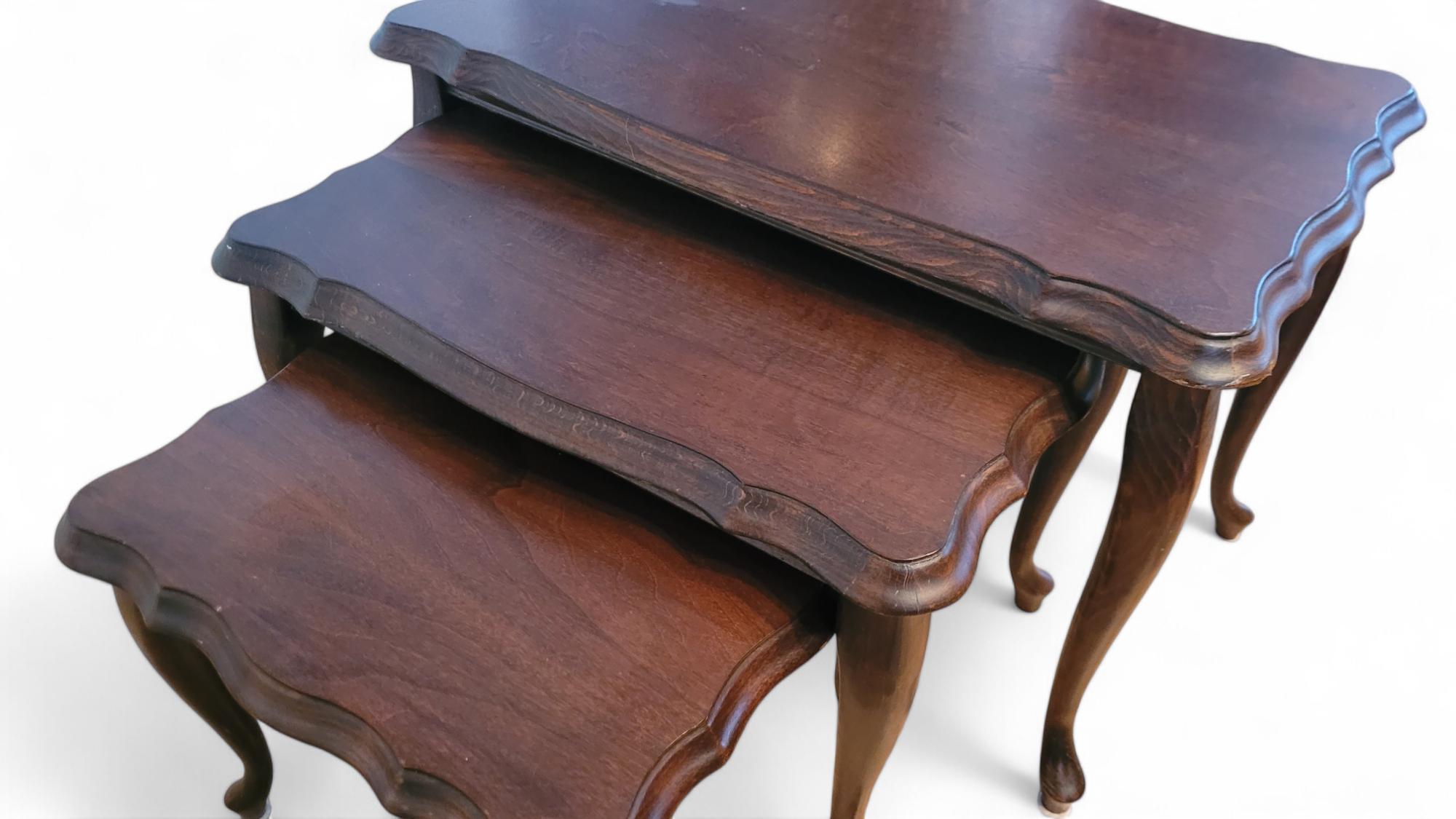 3 Louis XVI French Nesting Tables Set,walnut Wood Nest of Tables ...