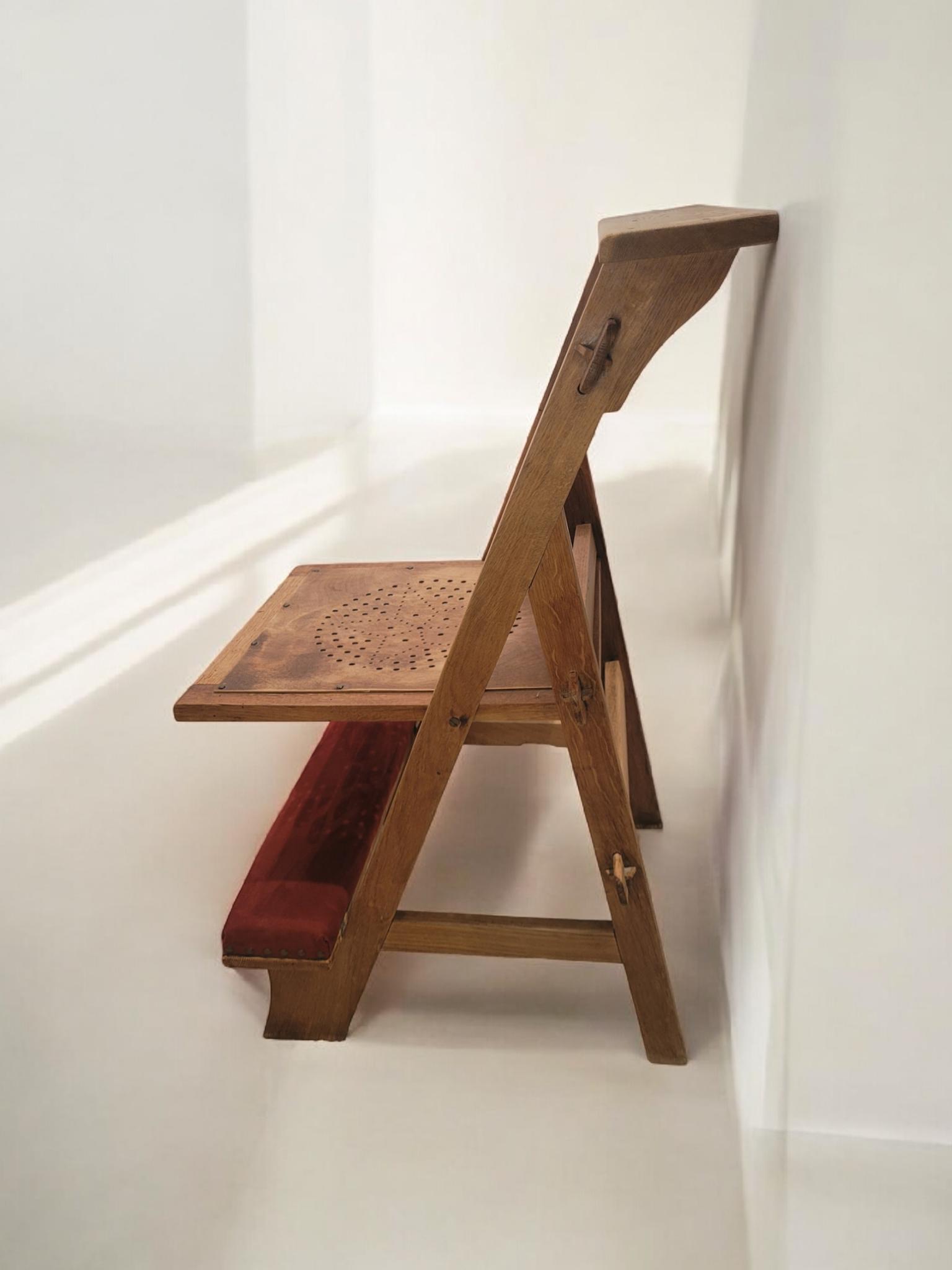 Vintage Prayer Chair, Oak Wood, Folding Prayer Kneel Chair Kneeler ...
