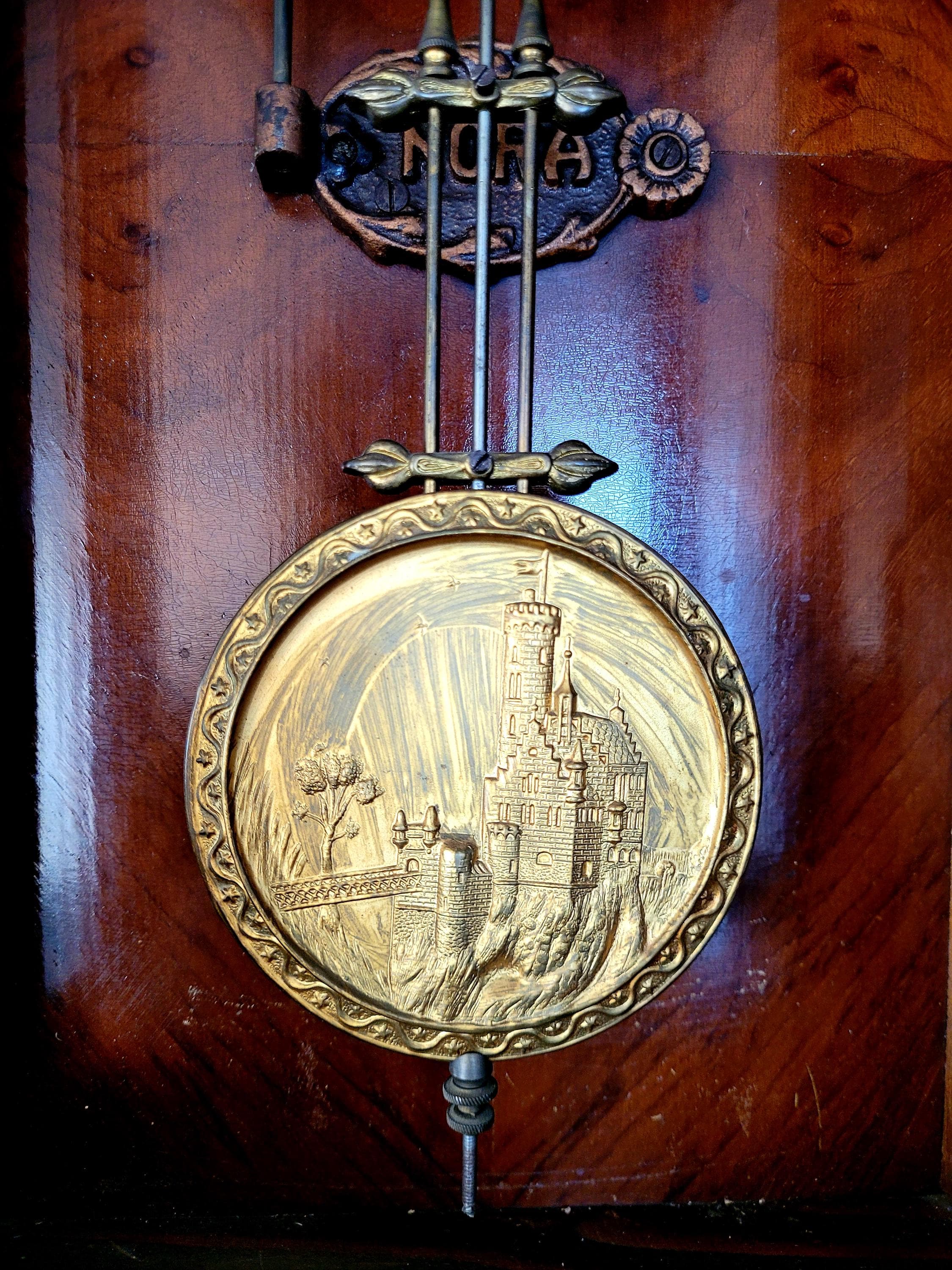 Antique German Walnut Wall Clock: Ornate Victorian Pendulum Regulator ...