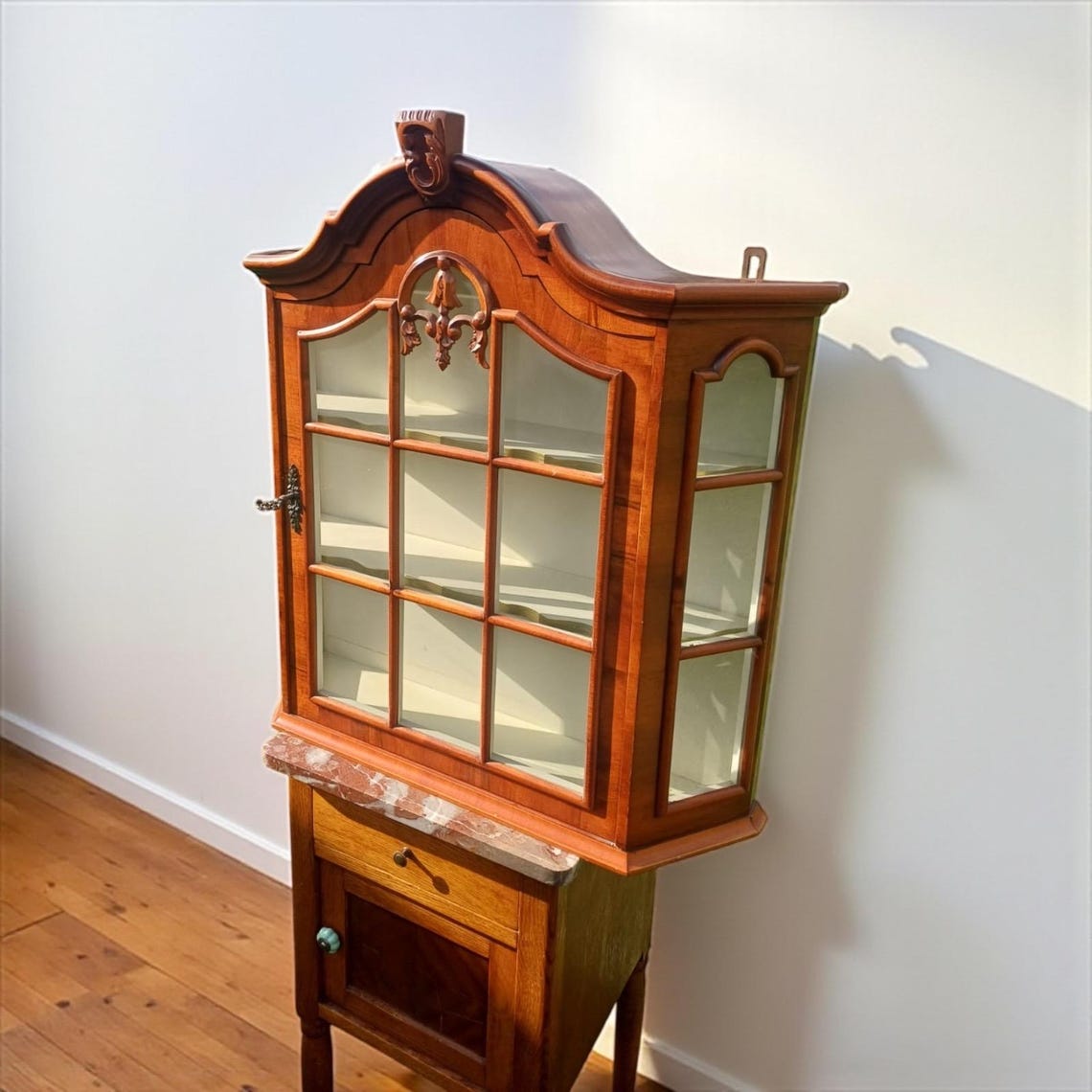 Antique Victorian Wall Cabinet, Walnut Wood, Neogothic, Medicine Chest ...