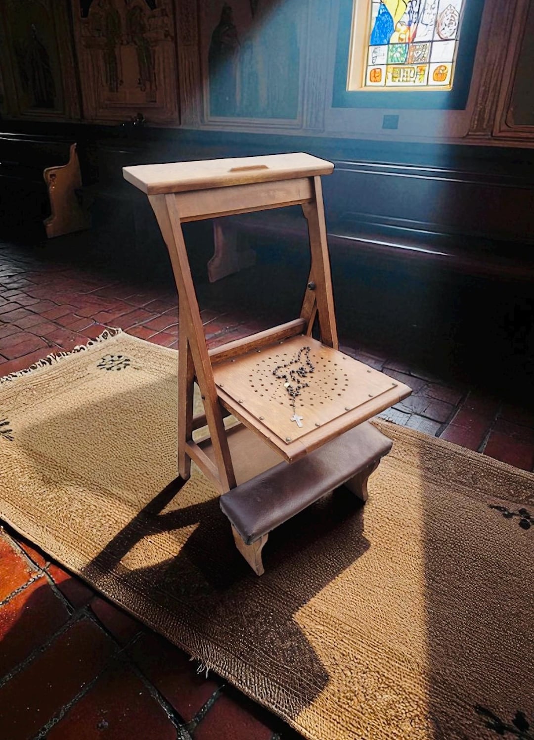 Vintage Dutch Prayer Chair, Oak Wood, Folding Praying Kneel Chair ...
