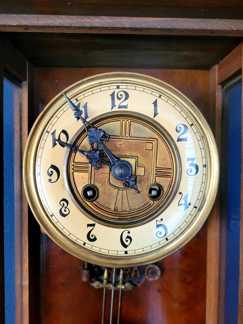 Antique German Walnut Wall Clock: Ornate Victorian Pendulum Regulator ...