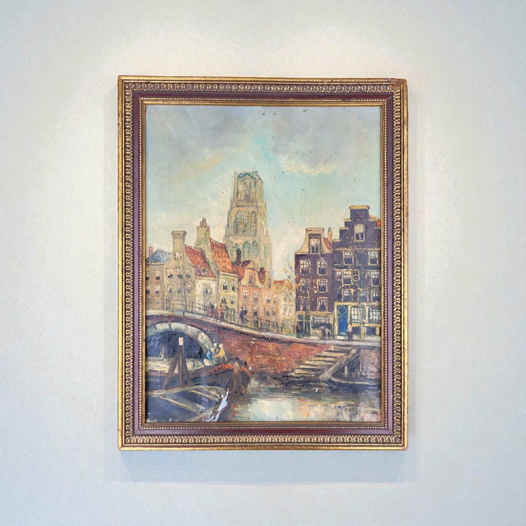 Original Dutch Oil Painting, Piet Van Beek (1894-1969) Amsterdam Canals ...