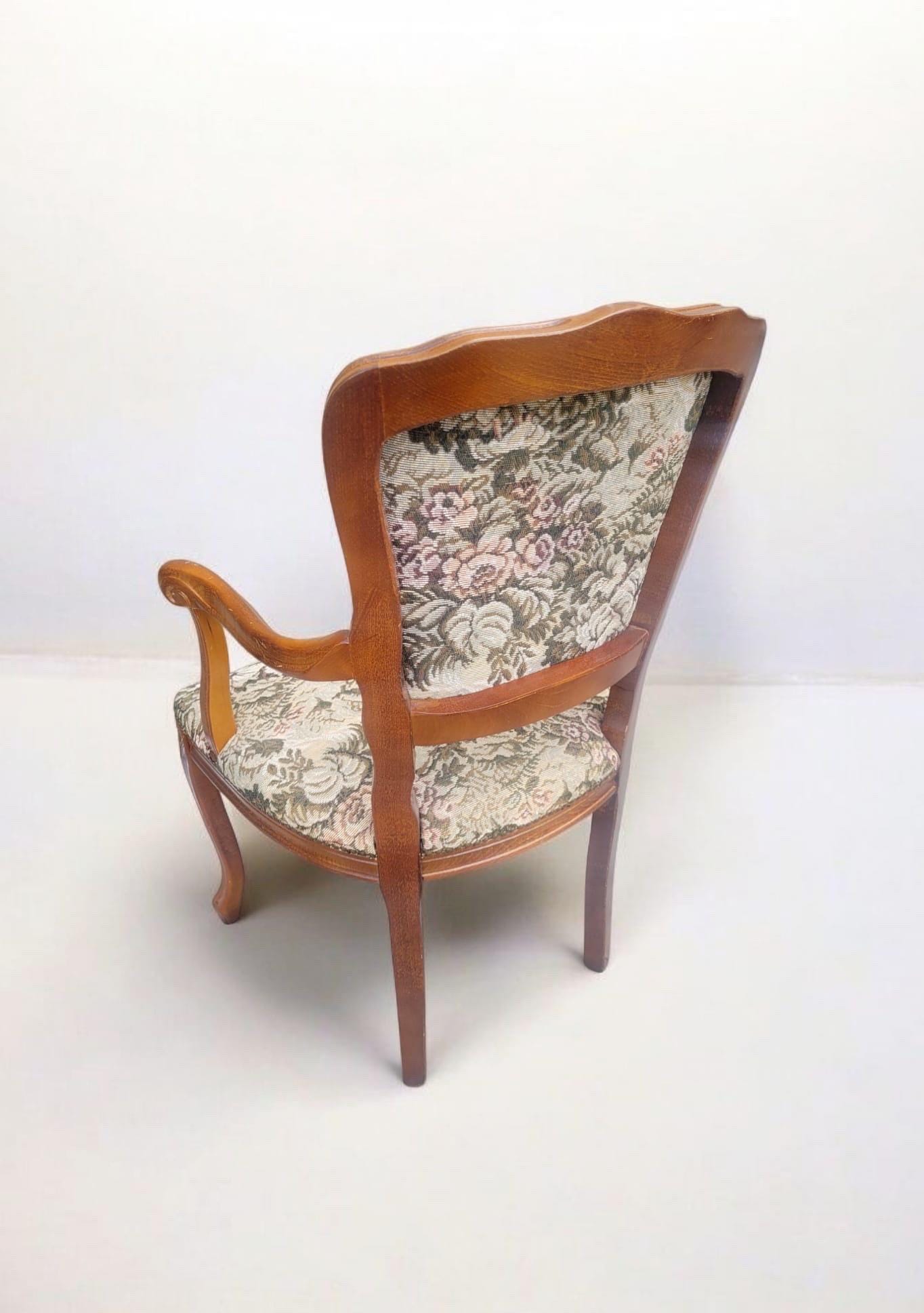 Vintage French Provincial Armchair: Floral Needlepoint, Carved Wood ...