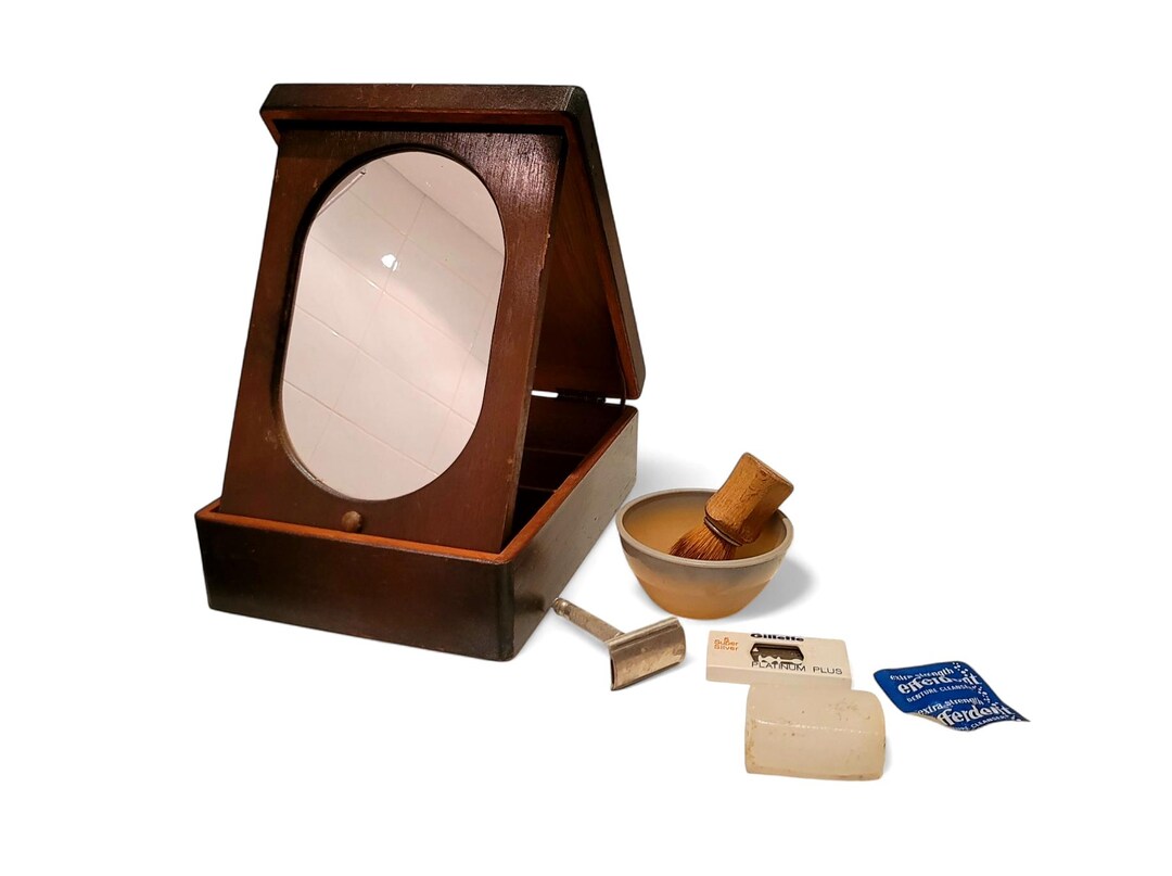 Vintage 1950s Travel Shaving Box With Mirror, Complete With Shaving ...