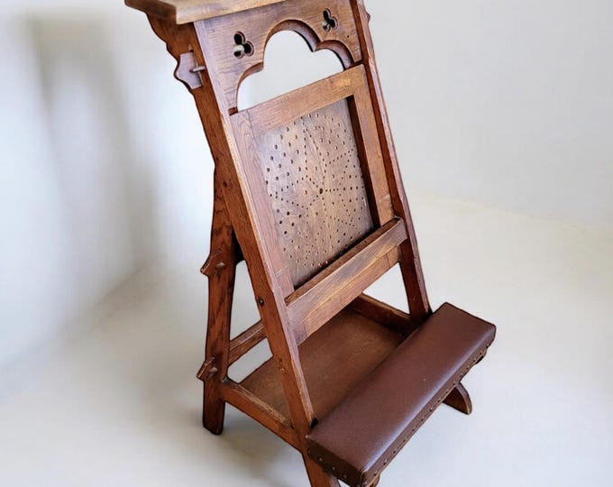 Vintage Prayer Chair, Oak Wood, Folding Prayer Kneel Chair Kneeler ...