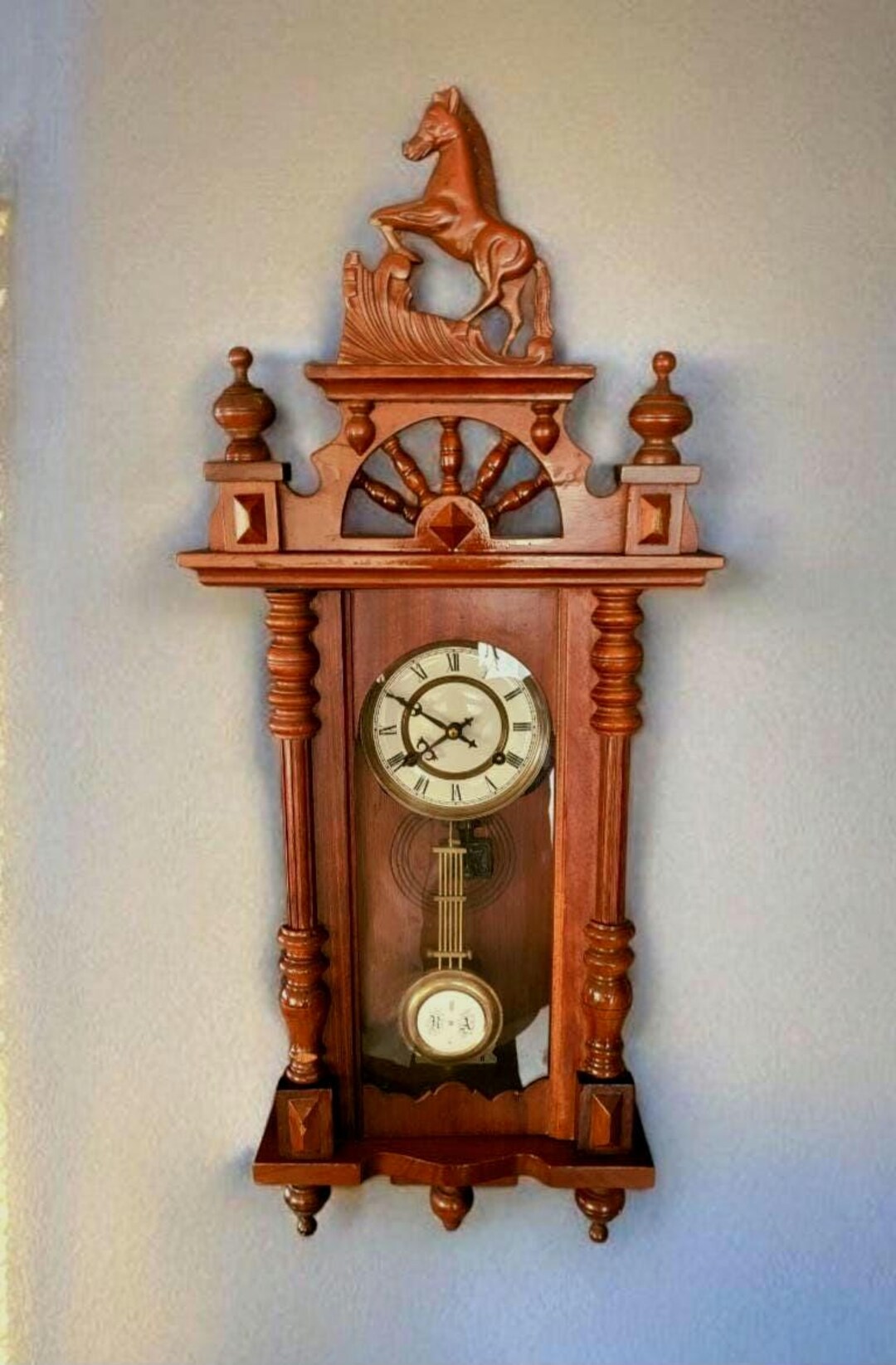 Antique Victorian Wall Clock - Viennese Austrian Clock - Edwardian Wall ...