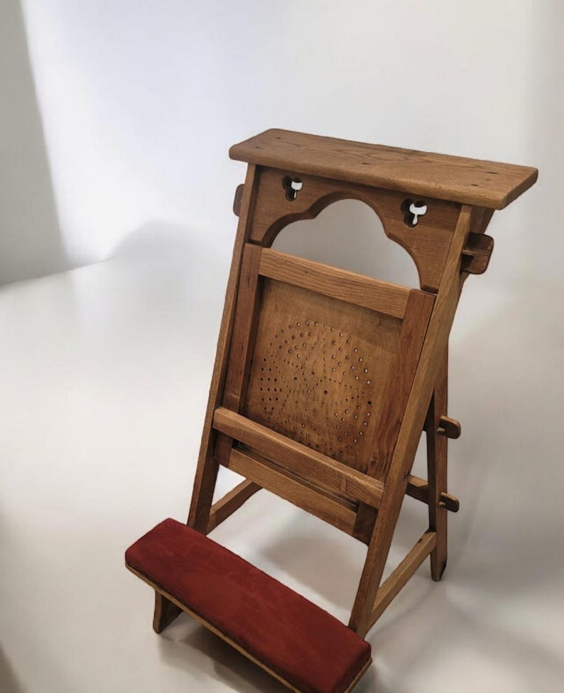 Vintage Prayer Chair, Oak Wood, Folding Prayer Kneel Chair Kneeler ...